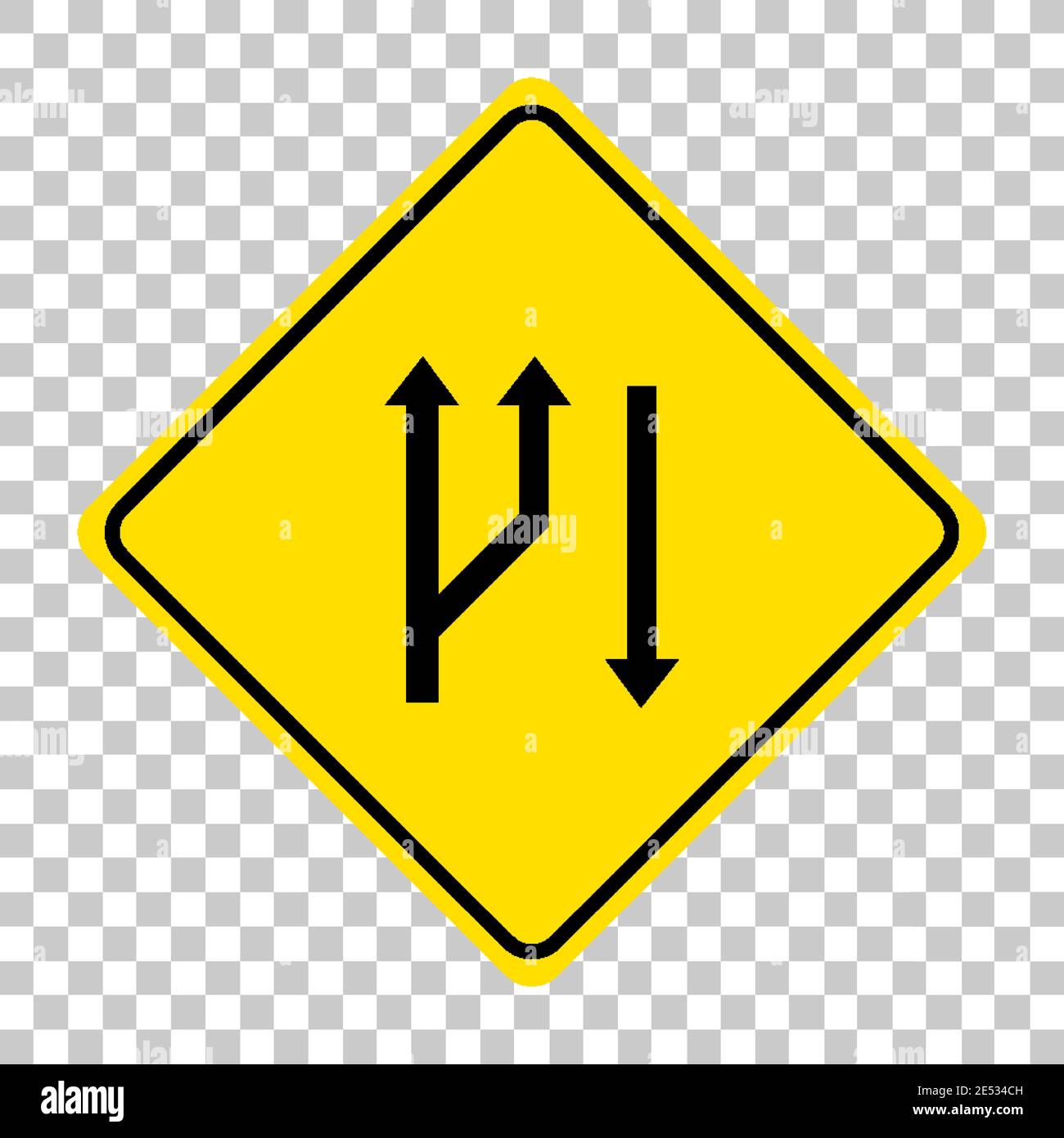 Yellow traffic warning sign on transparent background illustration ...