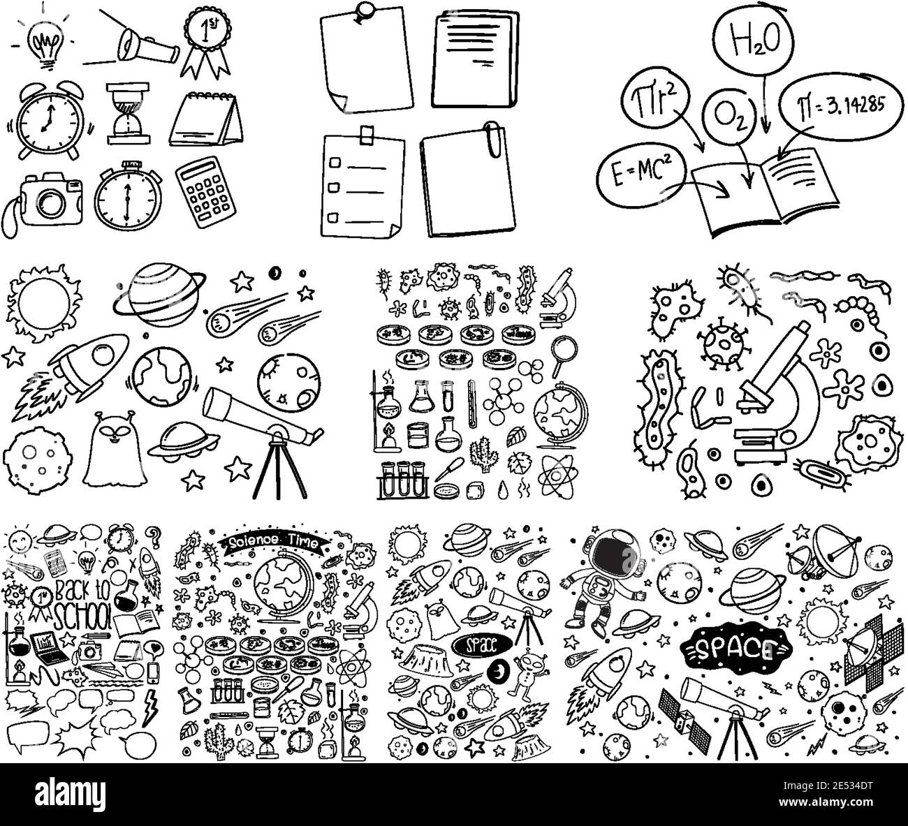 Set of object and symbol hand drawn doodle on white background ...