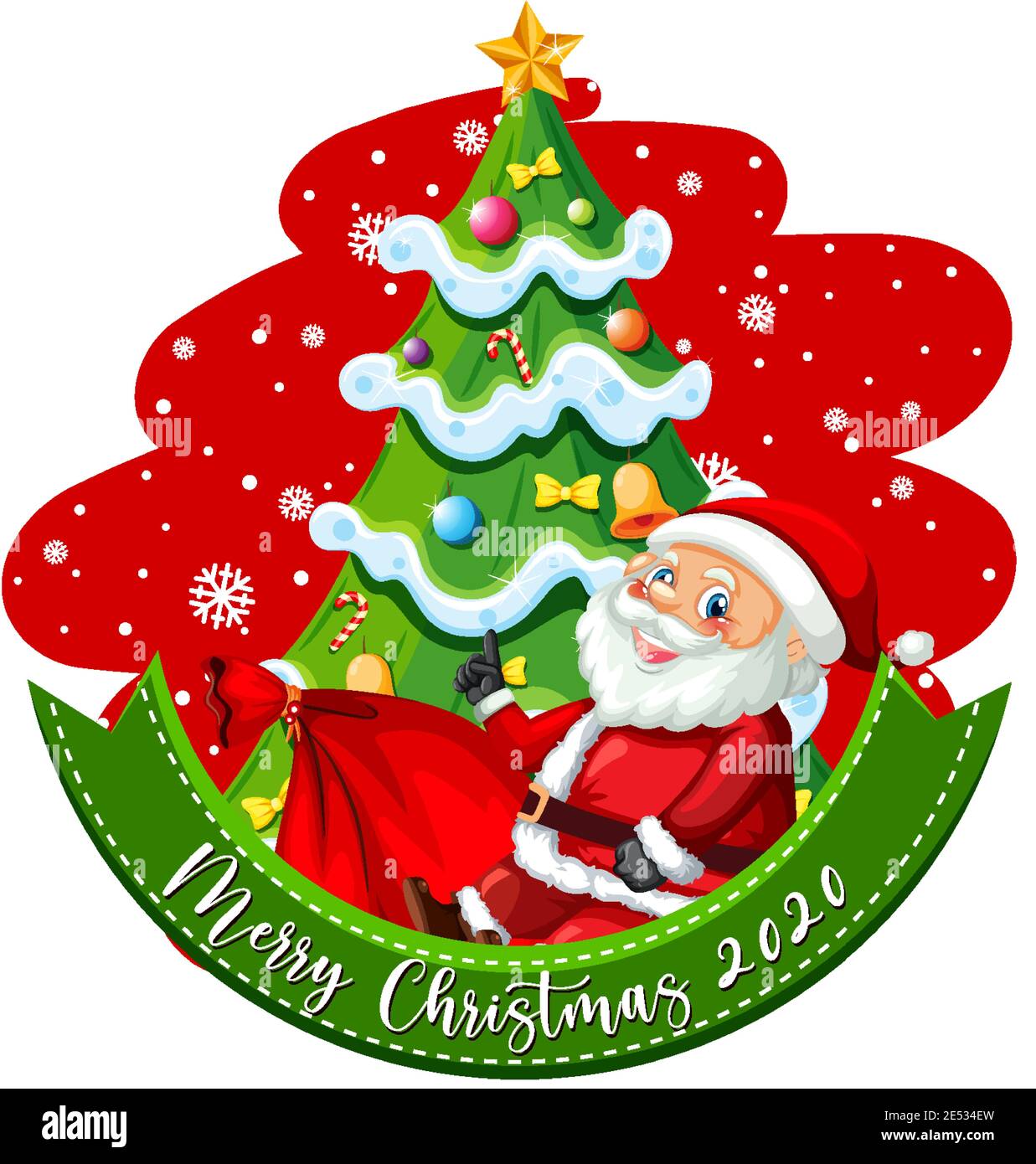 Merry Christmas 2020 font banner with Santa Claus cartoon character ...