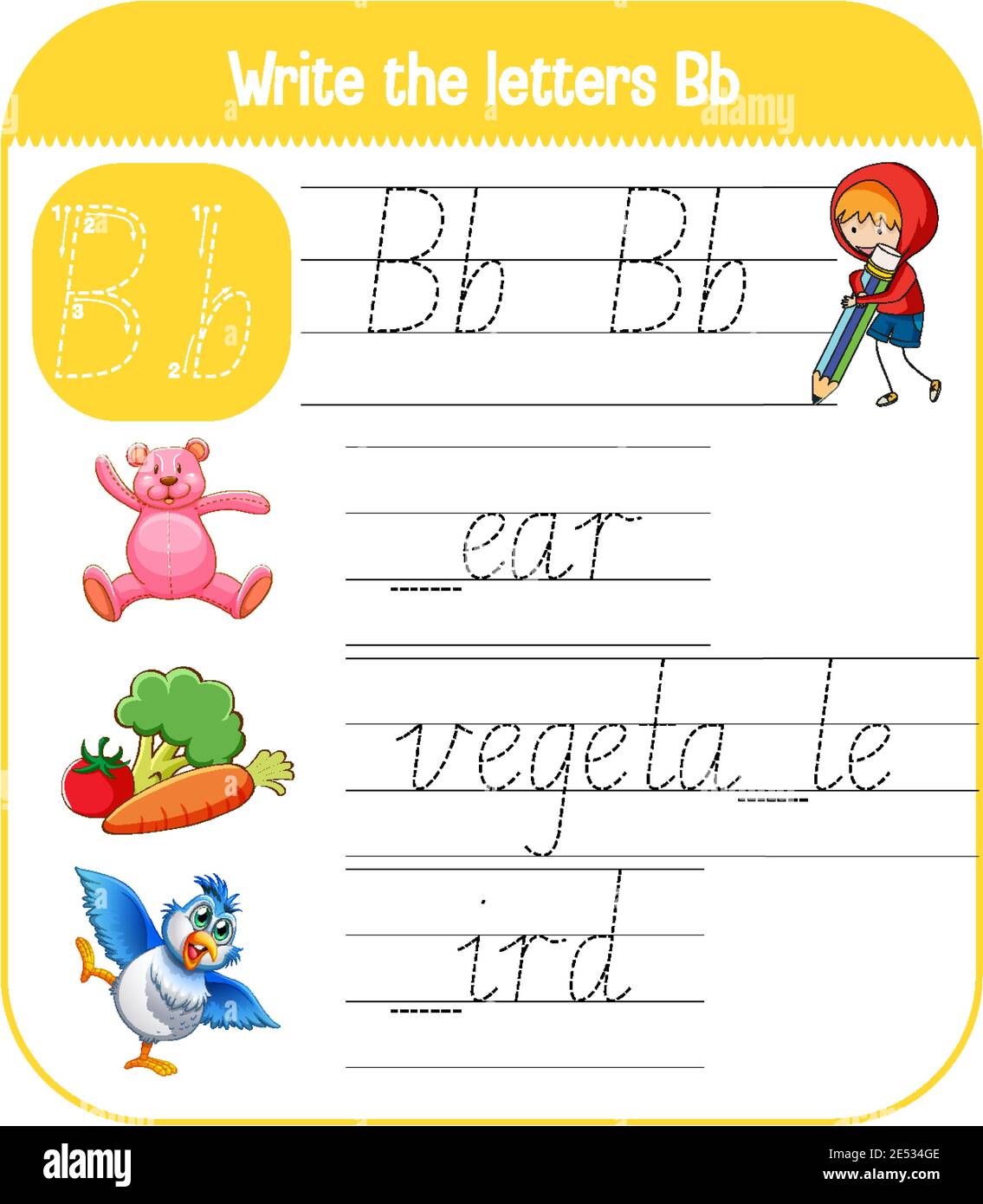 English alphabet tracing worksheets illustration Stock Vector Image ...