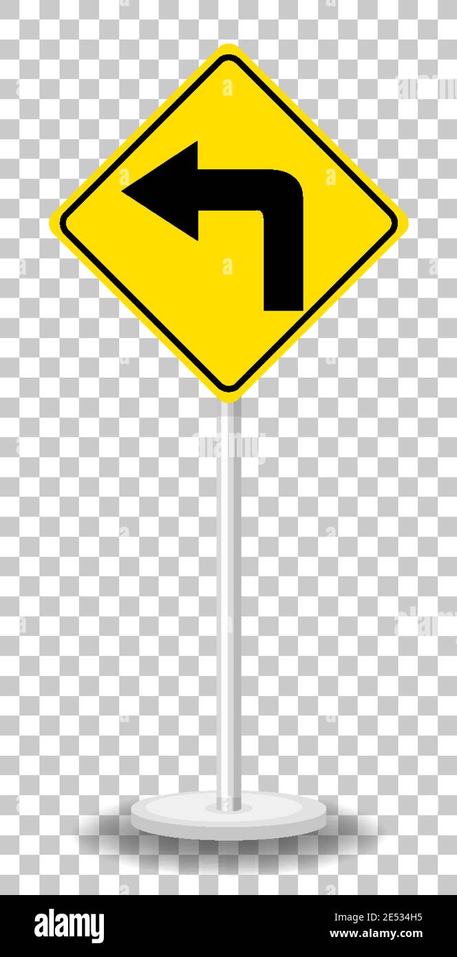 Yellow traffic warning sign on transparent background illustration ...
