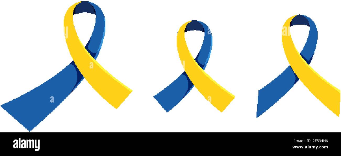 Yellow - Blue Ribbon World Down Syndrome Day sign or objects ...