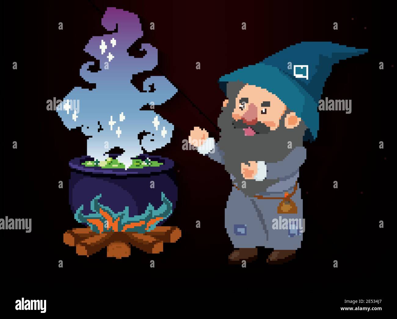 Little wizard cartoon character with potion pot illustration Stock ...