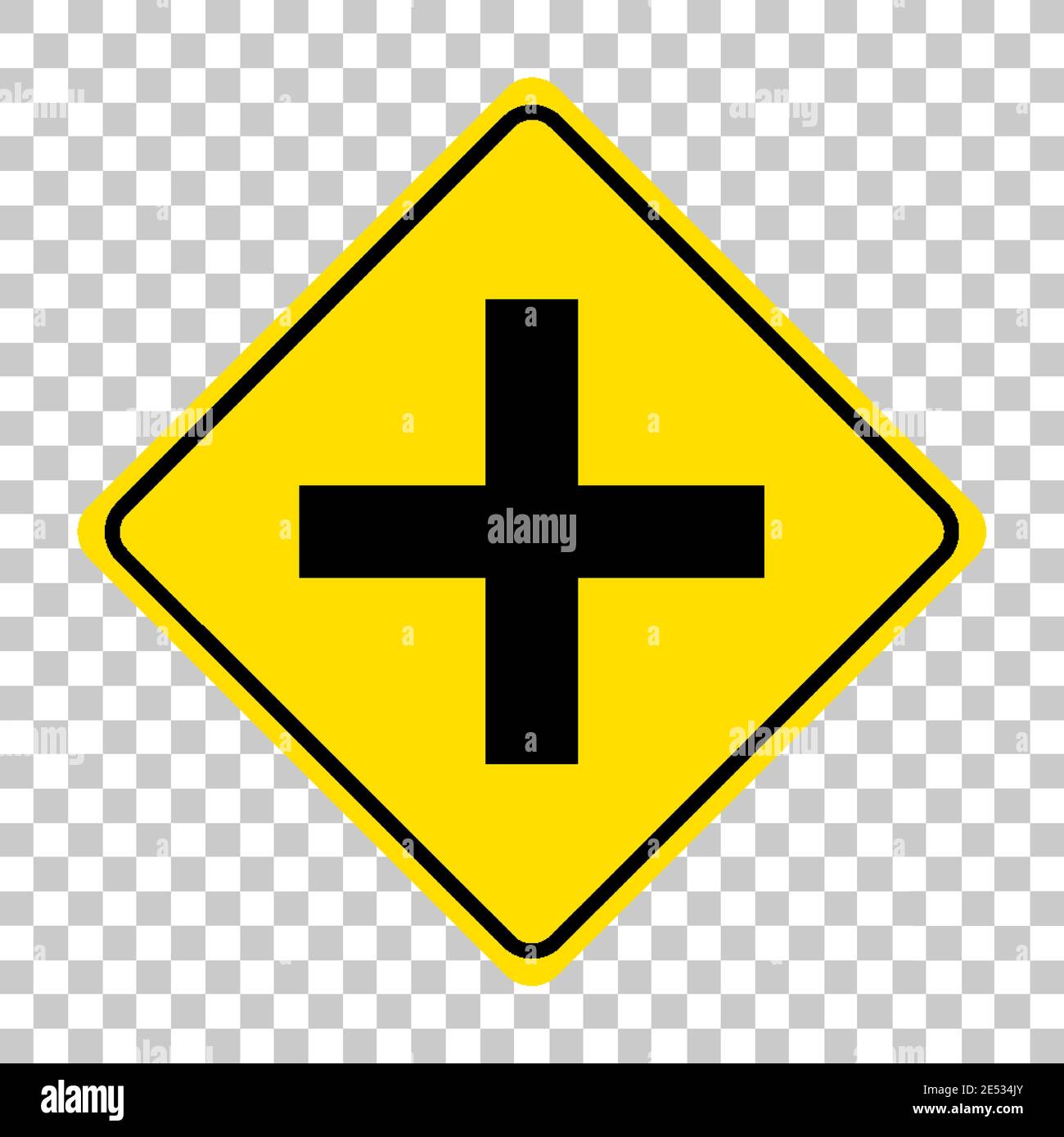 4 way intersection sign isolated on transparent background illustration ...