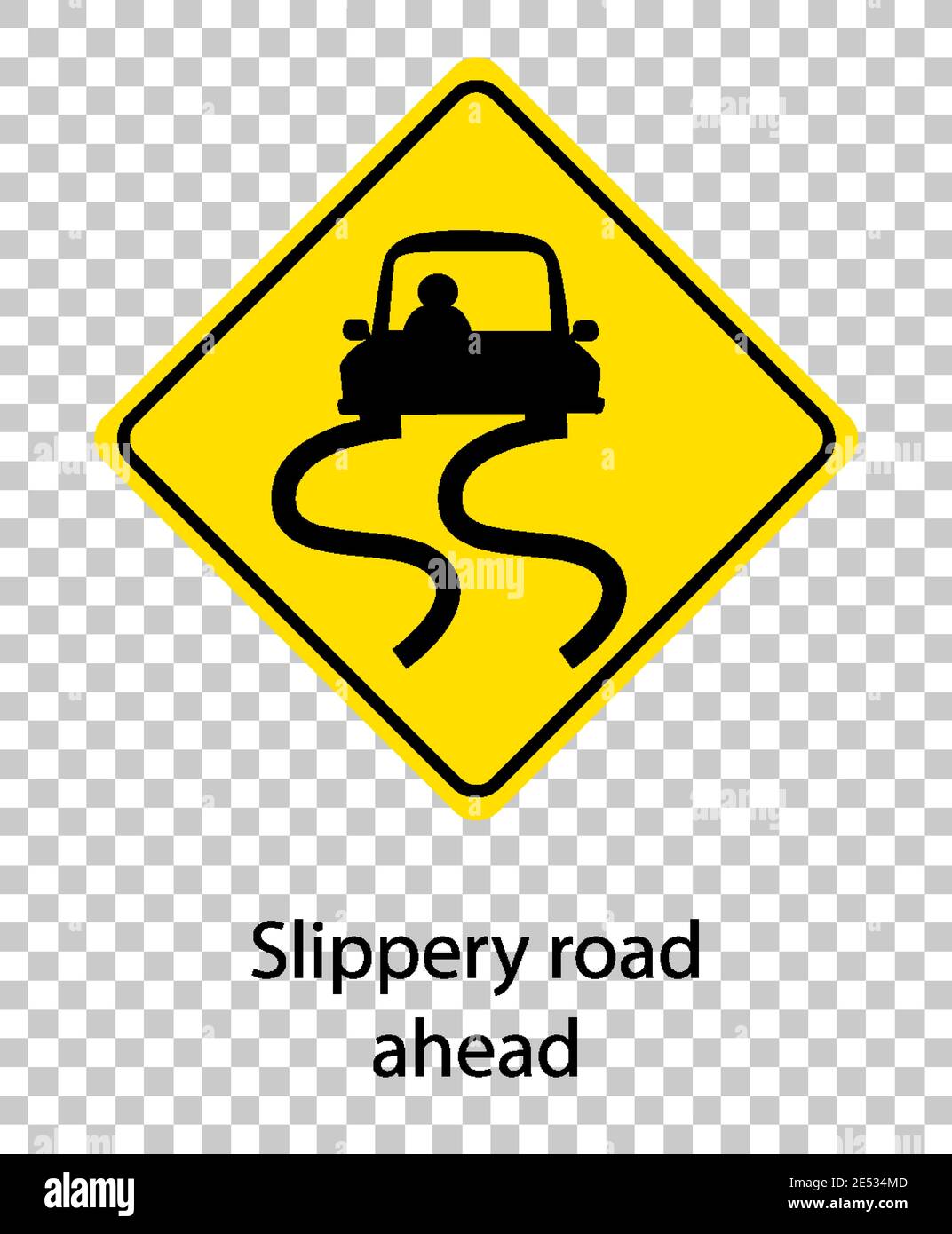 Yellow traffic warning sign on transparent background illustration ...