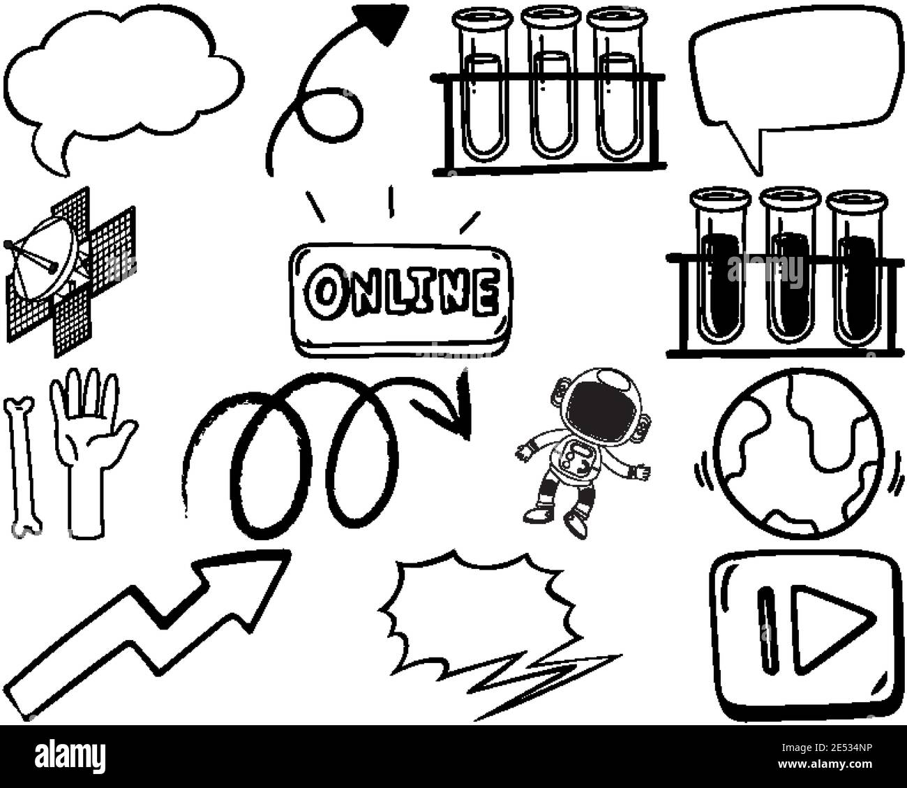 Set of item and symbol hand drawn doodle illustration Stock Vector ...