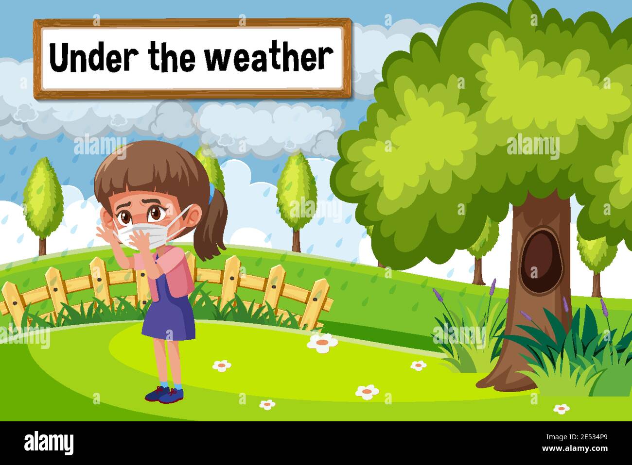 English idiom with picture description for under the weather ...