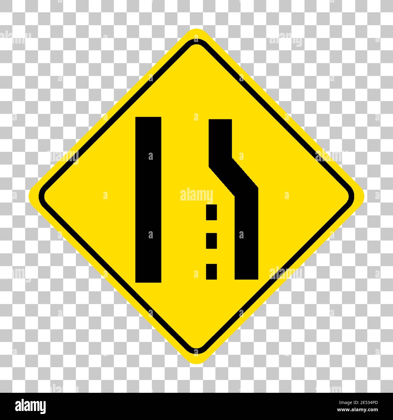 Yellow traffic warning sign on transparent background illustration ...