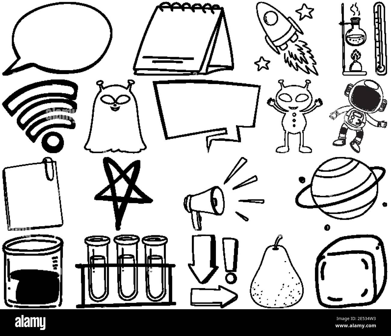 Set of item and symbol hand drawn doodle illustration Stock Vector ...