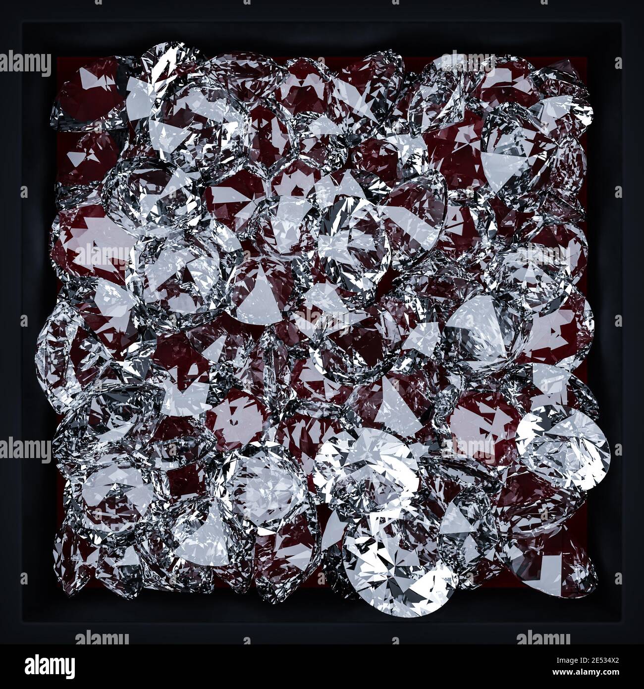 3D illustration of a pattern of many transparent diamonds on a ...