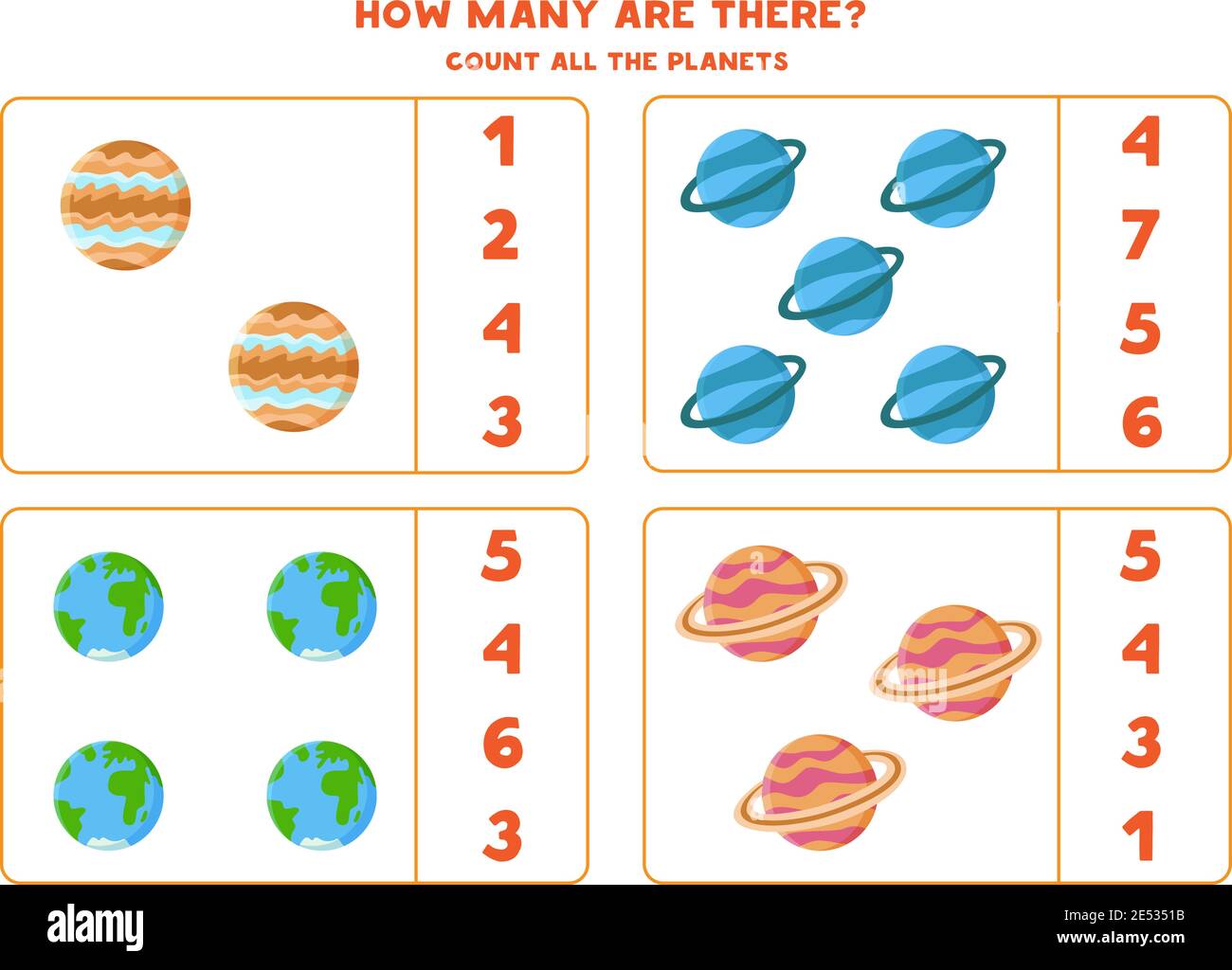 Count all planets of solar system and circle the correct answer. Math game for kids Stock Vector ...