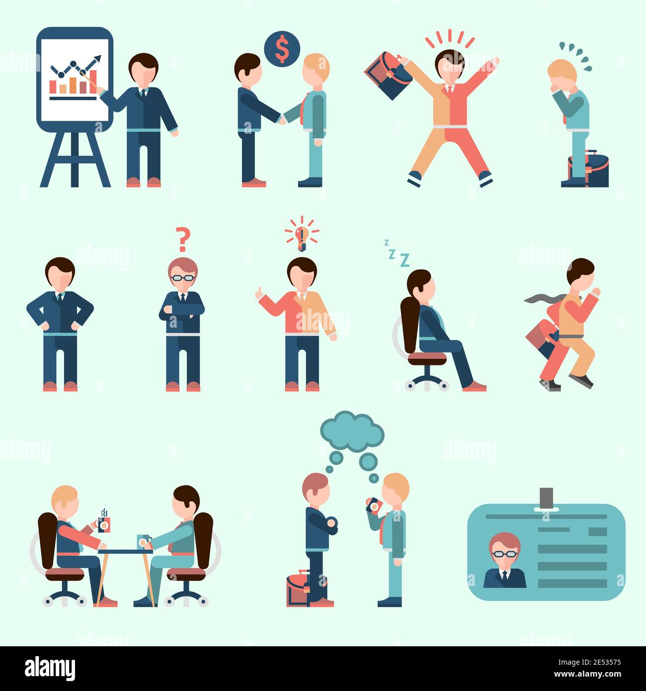 Business people businessman cartoon characters icons set isolated ...