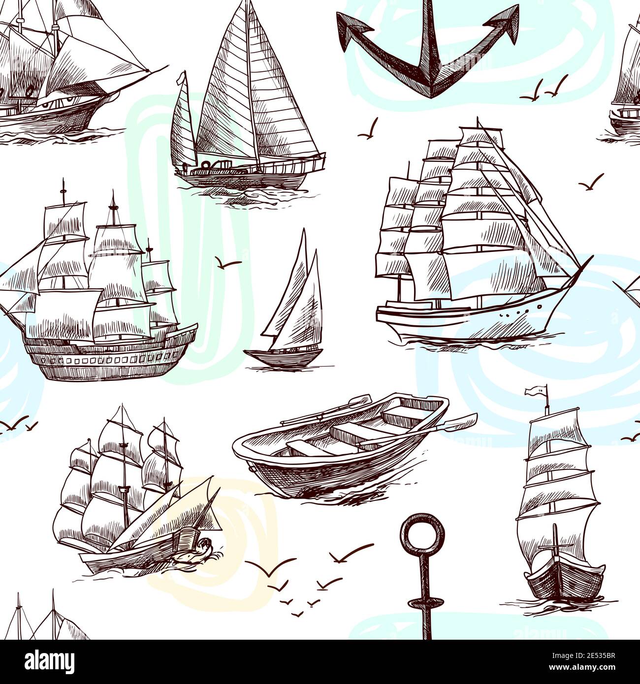 Sailing tall ships frigates brigantine clipper yachts and boat sketch ...