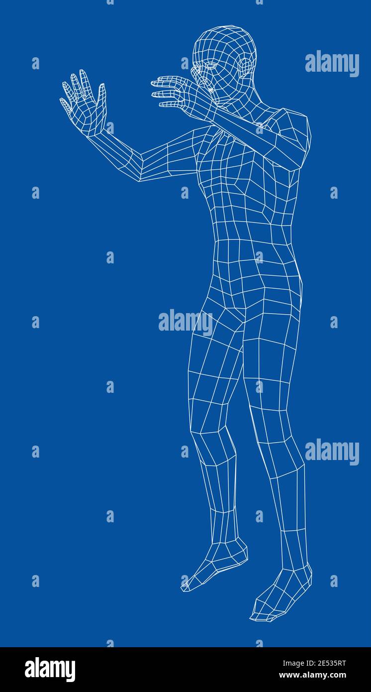 Wireframe jumping man. Vector Stock Vector Image & Art - Alamy