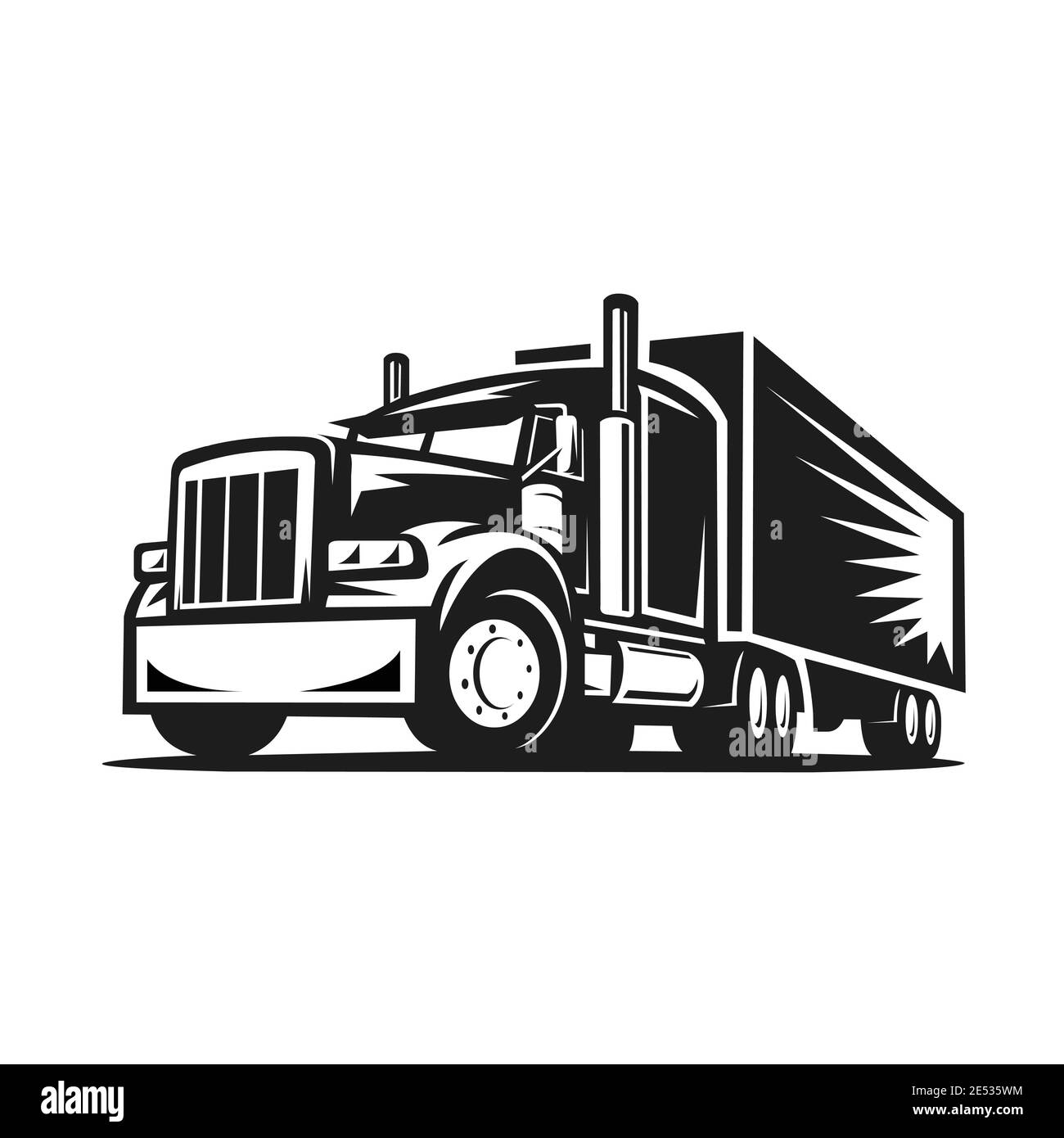 Semi truck eighteen wheeler semi tractor trailer Black and White Stock ...