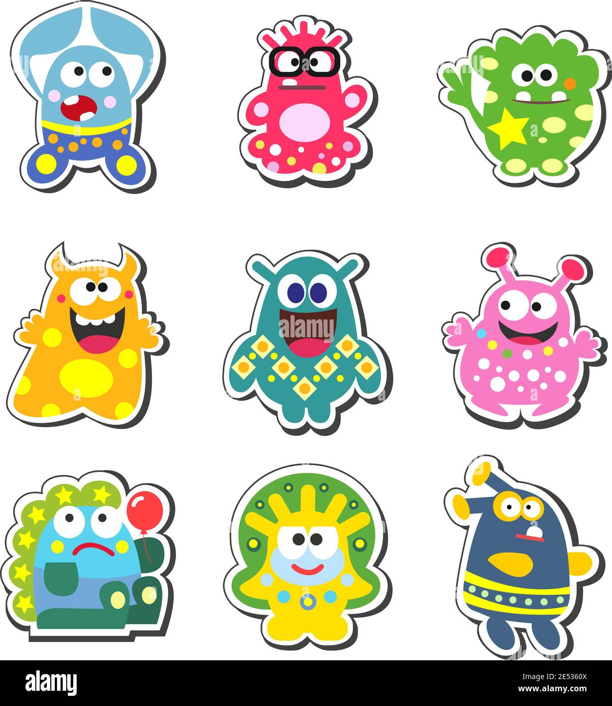 Funny cartoon monsters set isolated vector illustration Stock Vector ...
