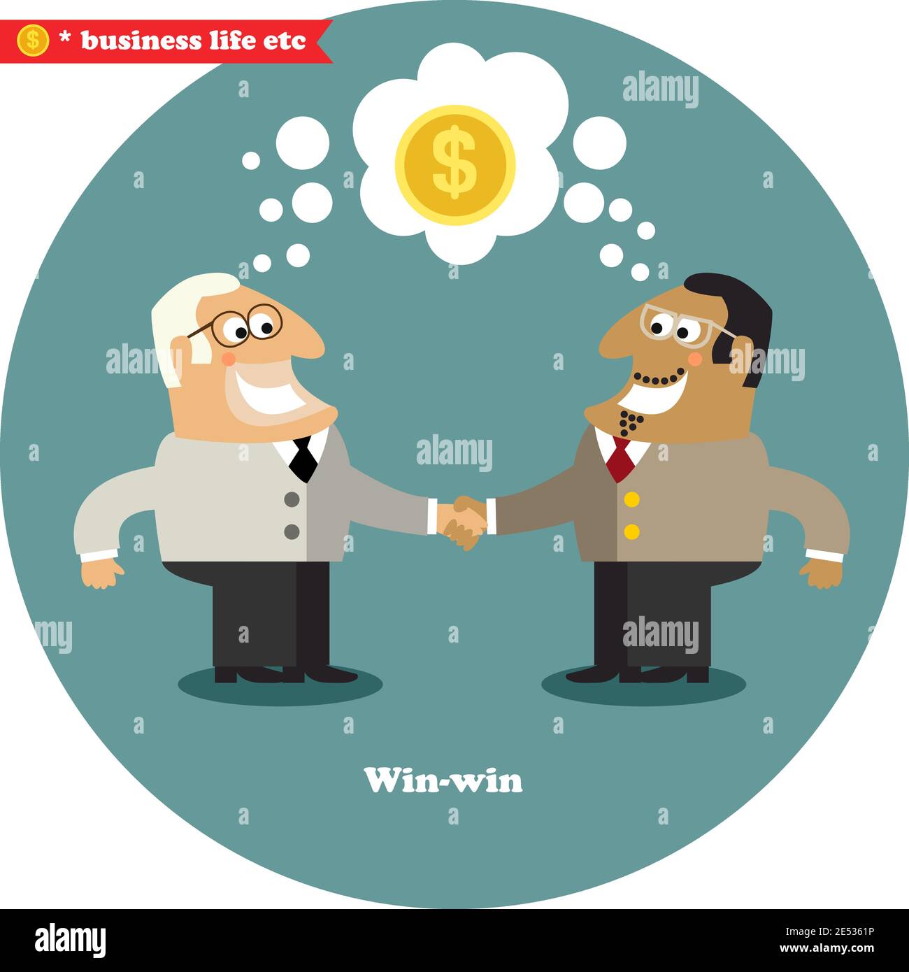 Business handshake on a big deal, win-win vector illustration Stock ...