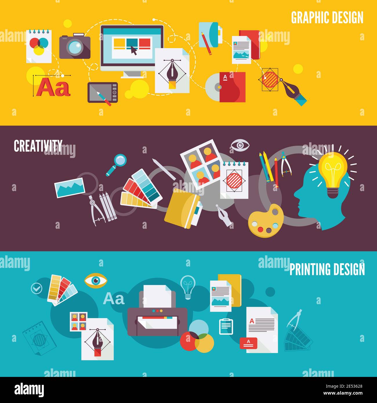 Graphic design digital photography banner set with creativity printing ...
