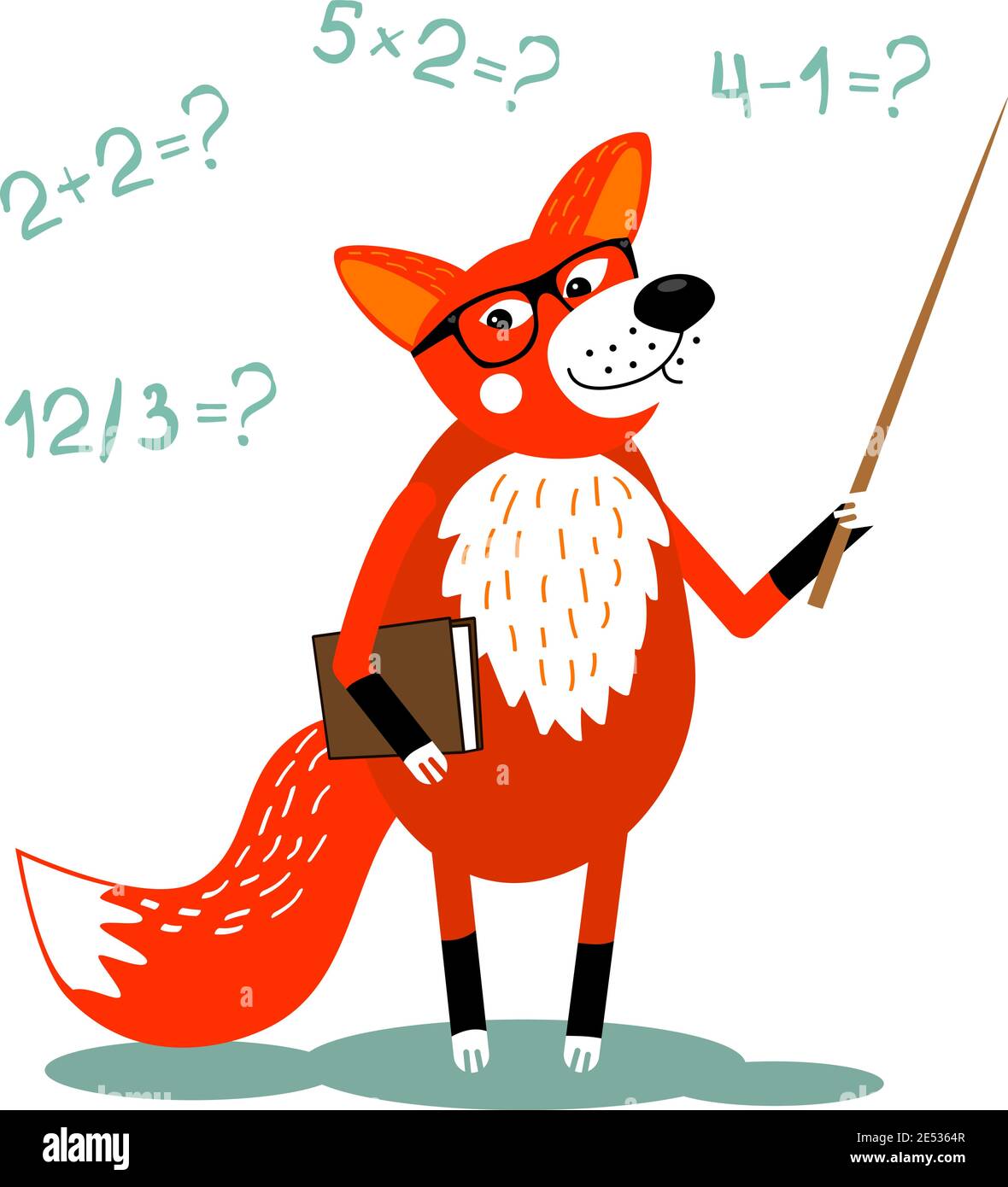 Fox teacher with pointer concept vector illustration Stock Vector Image ...