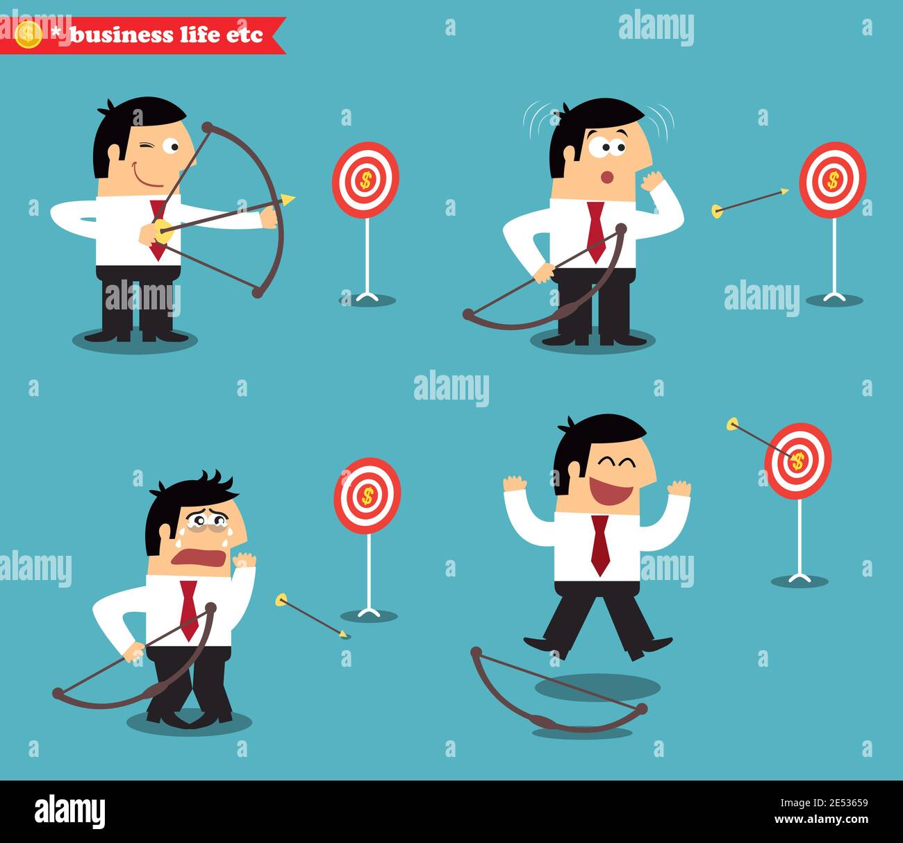 Business man goal statuses icons set vector illustration Stock Vector ...