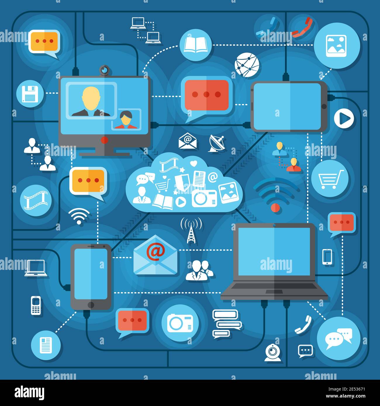 Communication technologies concept with mobile connection social ...