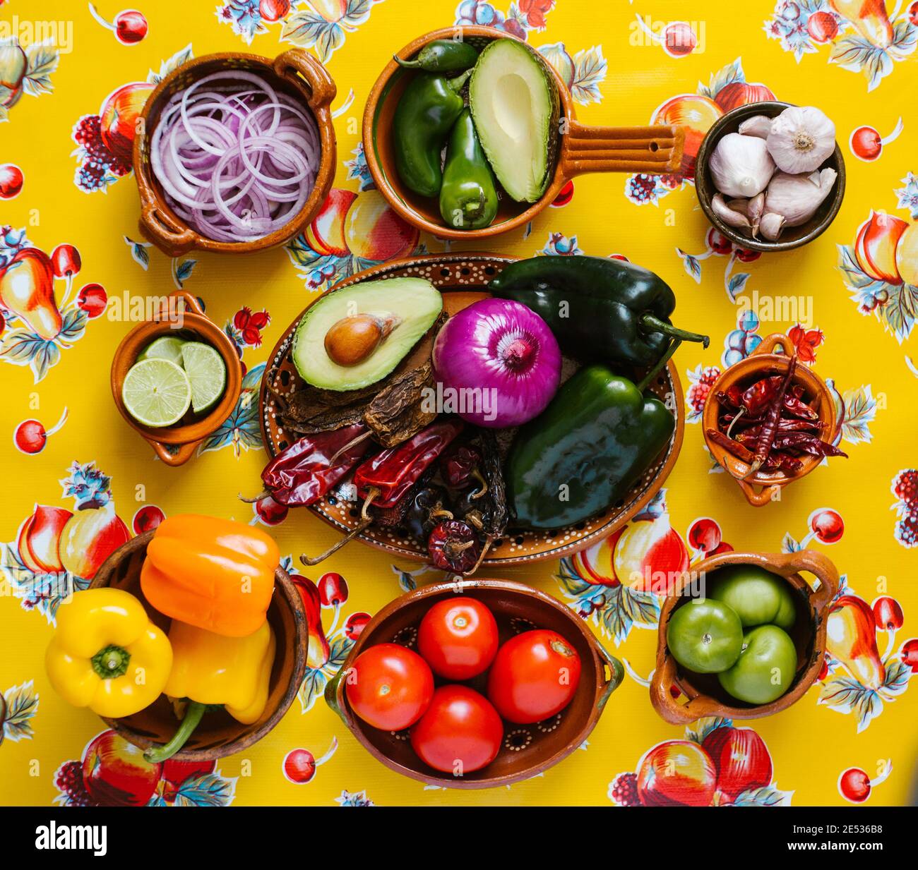 mexican ingredients to cook spicy red sauce in a mexican kitchen Stock ...
