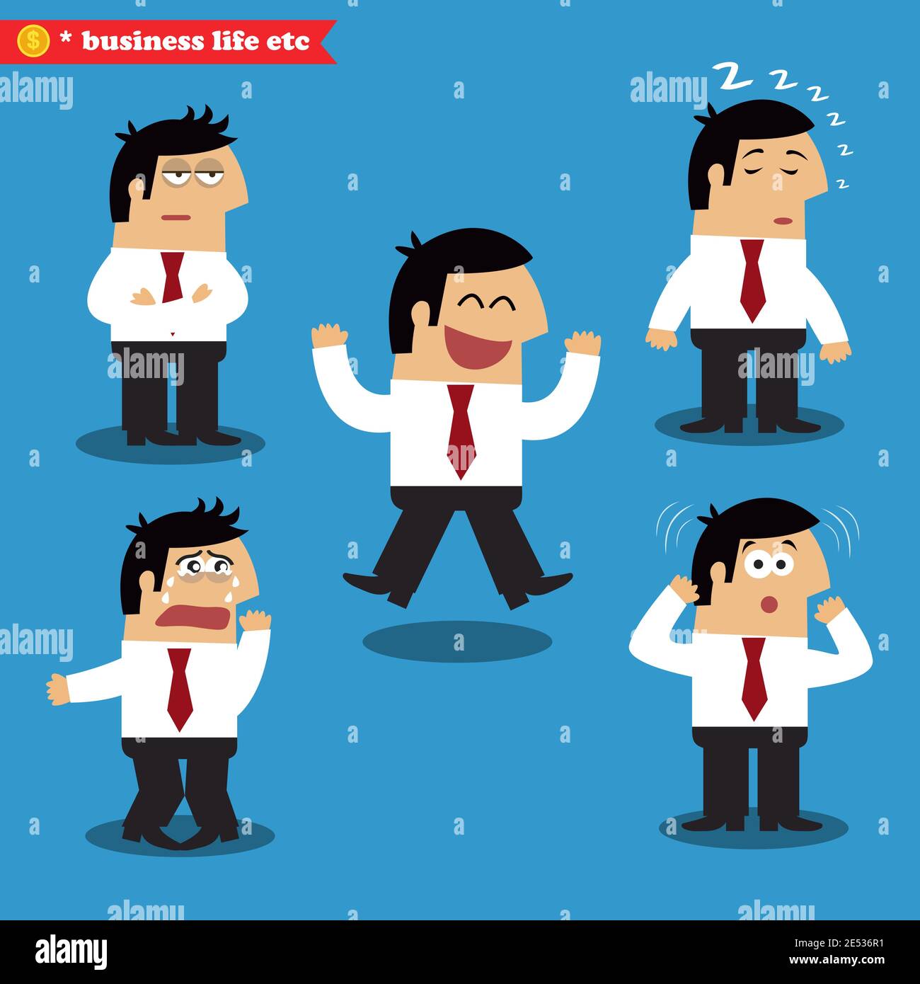 Manager emotions in poses, standing set vector illustration Stock ...