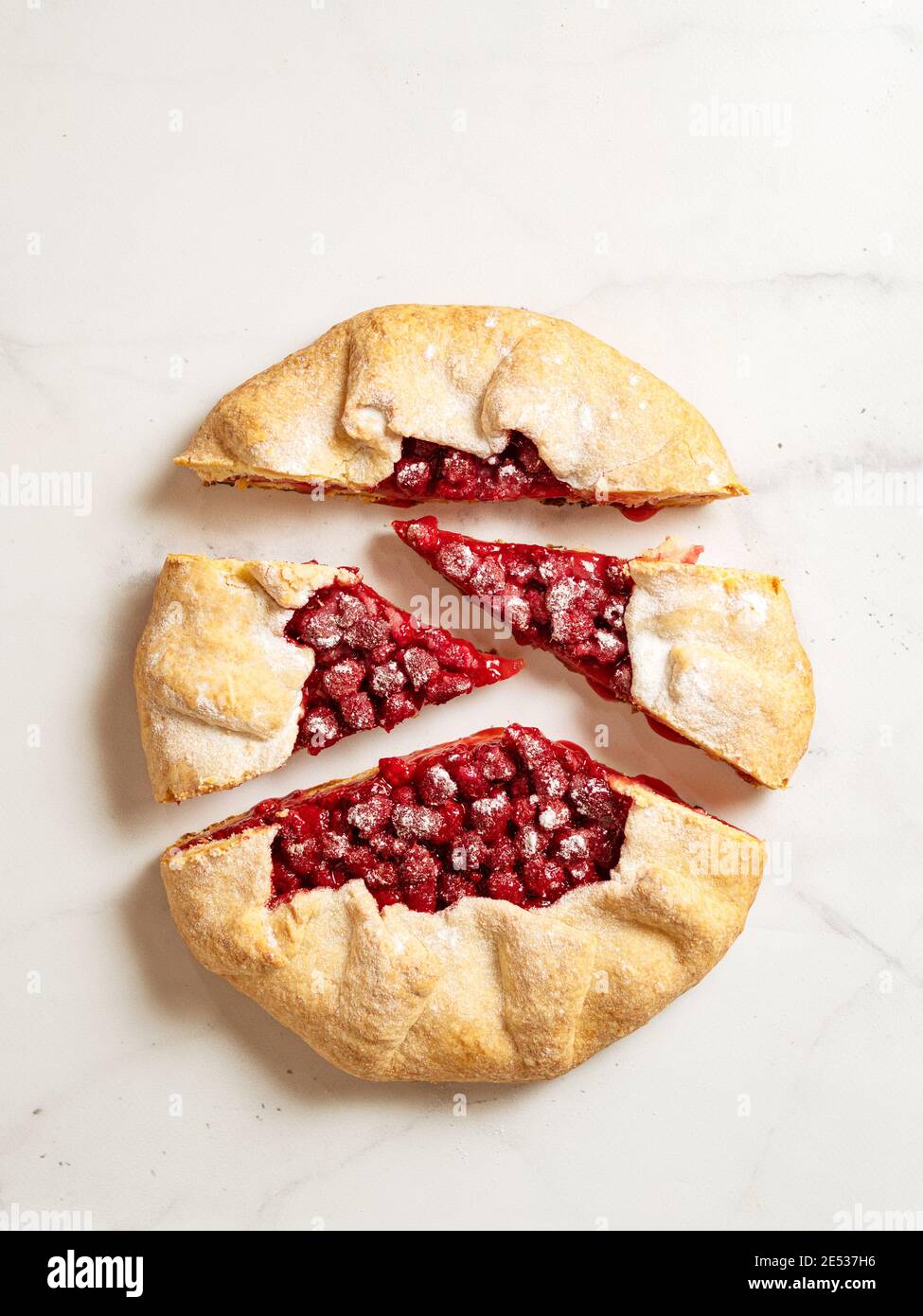 Perfect cut raspberry galette. Delicious rustic homemade tart with ...
