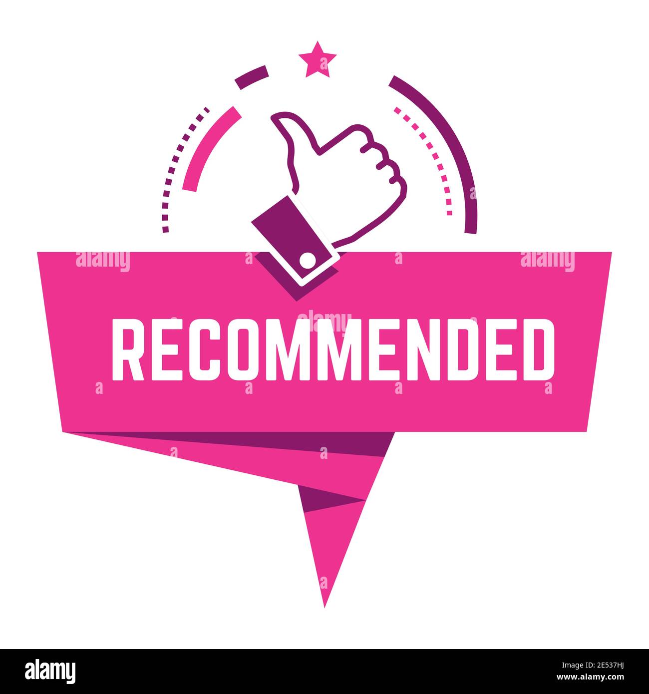 Recommended sign with thumb up, approval banner Stock Vector Image ...
