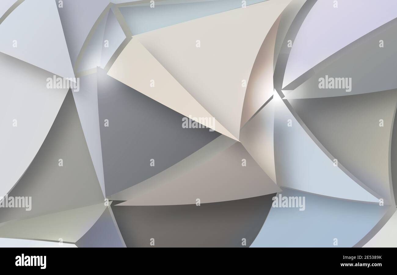 3d geometric illustration, pastel multicolored curved triangles Stock ...