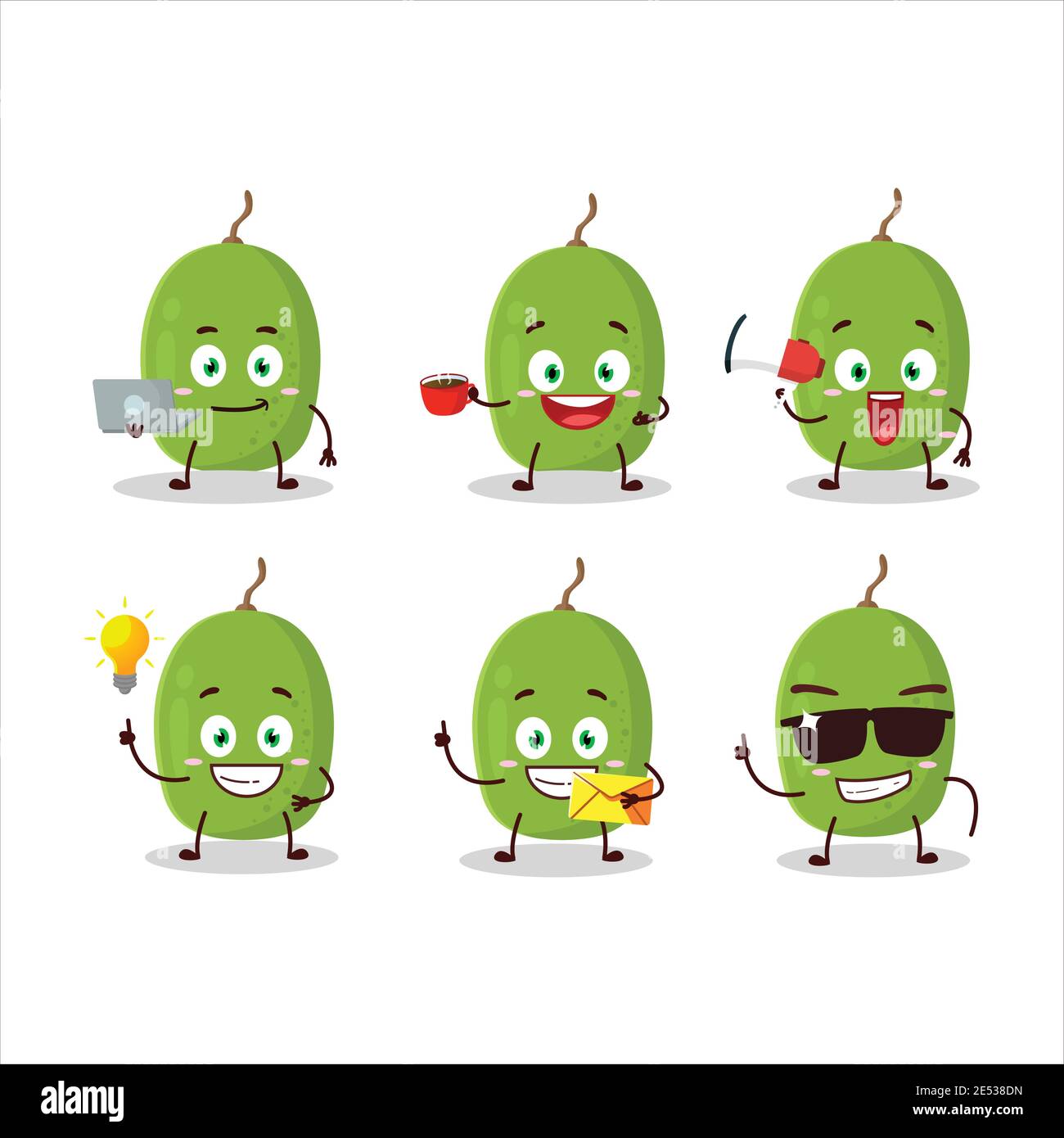 Ambarella cartoon character with various types of business emoticons ...