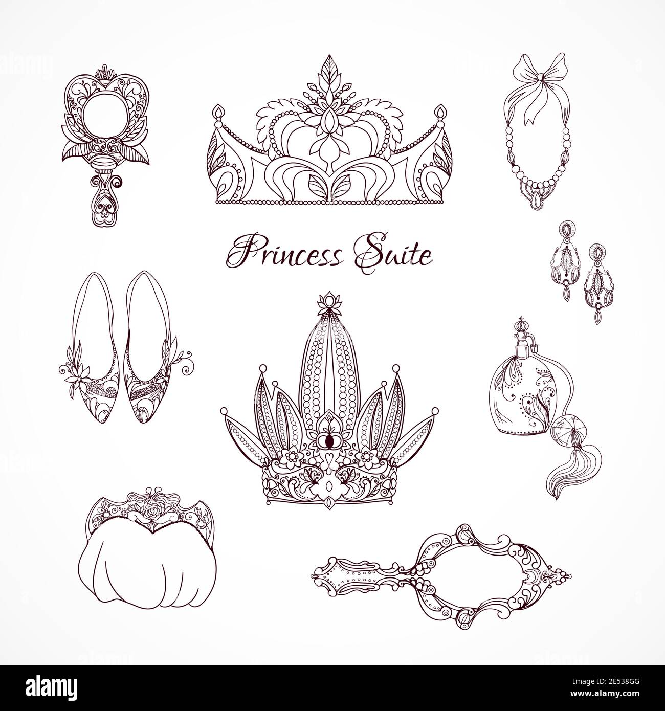 Princess design elements silhouettes vector illustration Stock Vector ...