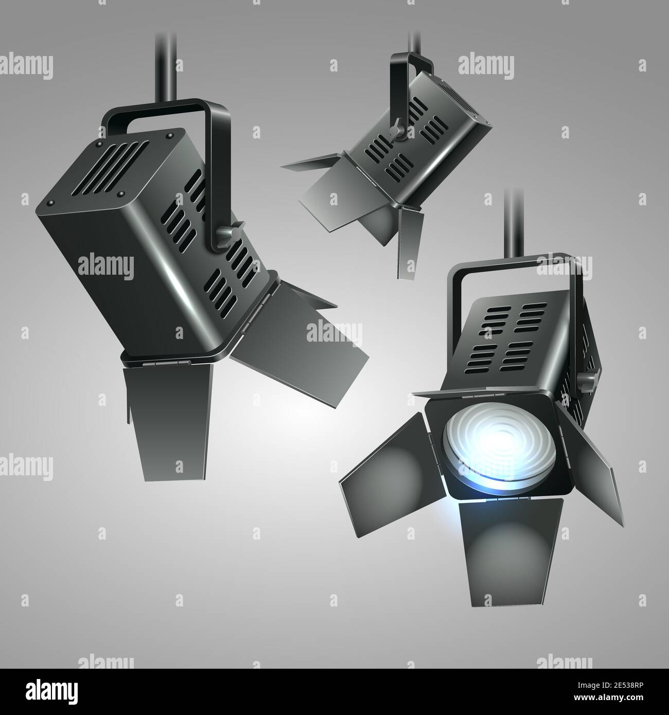 Digital realistic 3d stage spotlights vector illustration Stock Vector ...