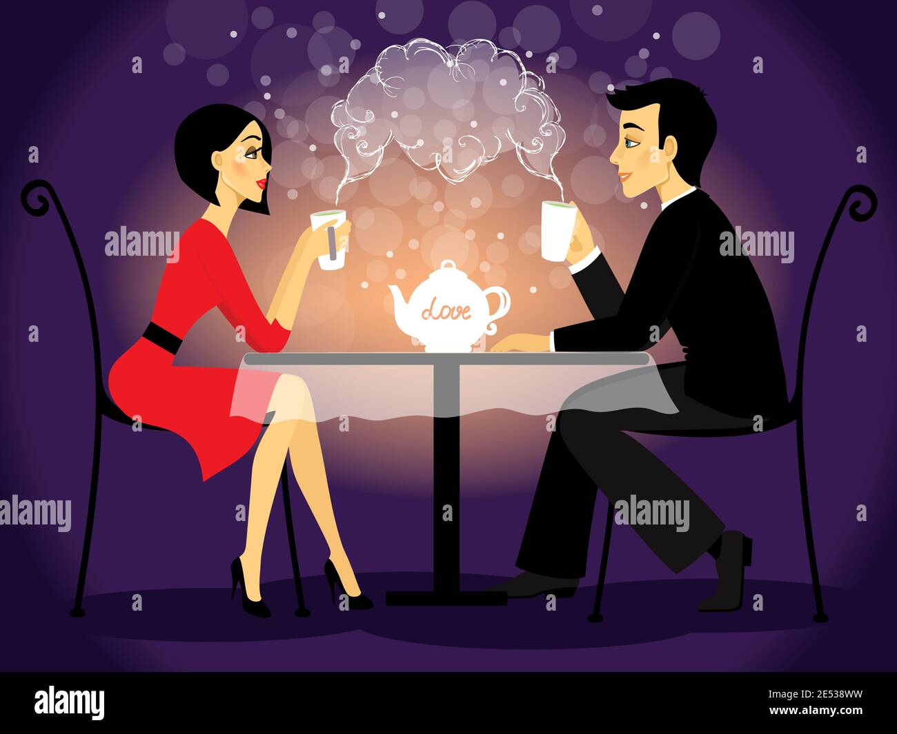 Dating couple scene, love confession vector illustration Stock Vector ...