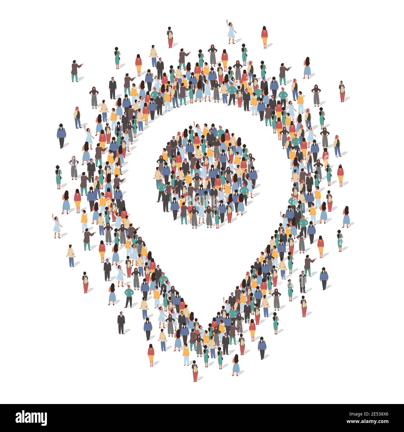 Large group of people standing together in the shape of map location ...