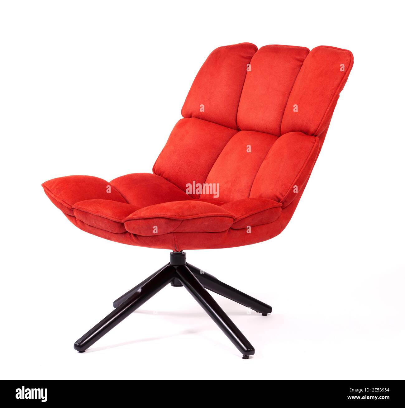 Modern red suede lounge chair isolated on white background Stock Photo ...