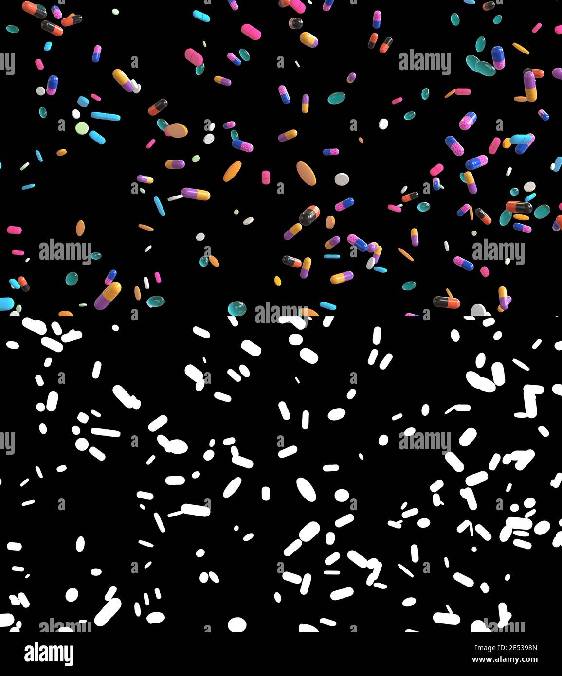 3D illustration of medicine pills flow with alpha layer Stock Photo - Alamy