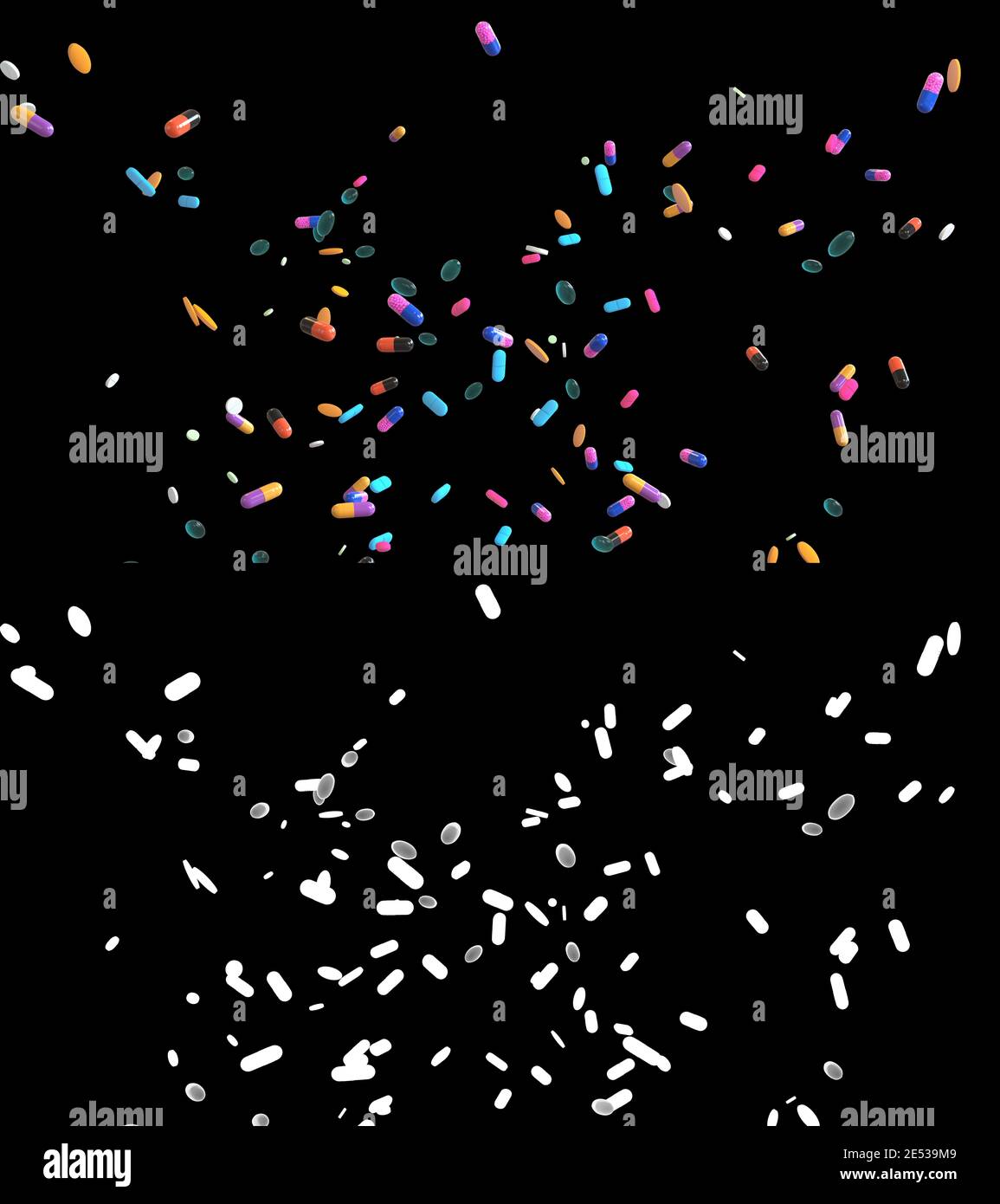 3D illustration of medicine pills flow with alpha layer Stock Photo - Alamy