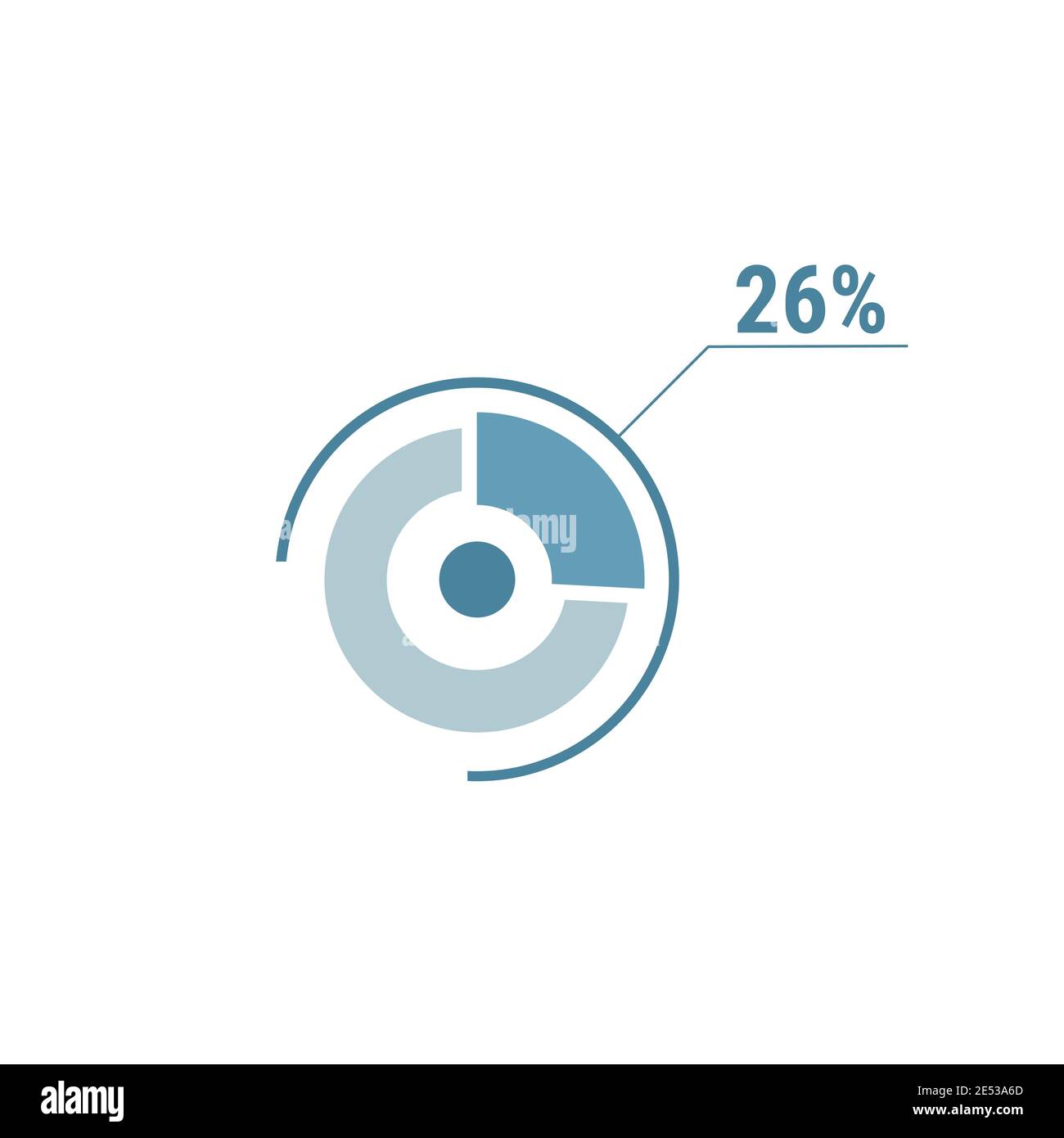 Twenty six percent chart, 26 percentage diagram. Vector circle chart ...