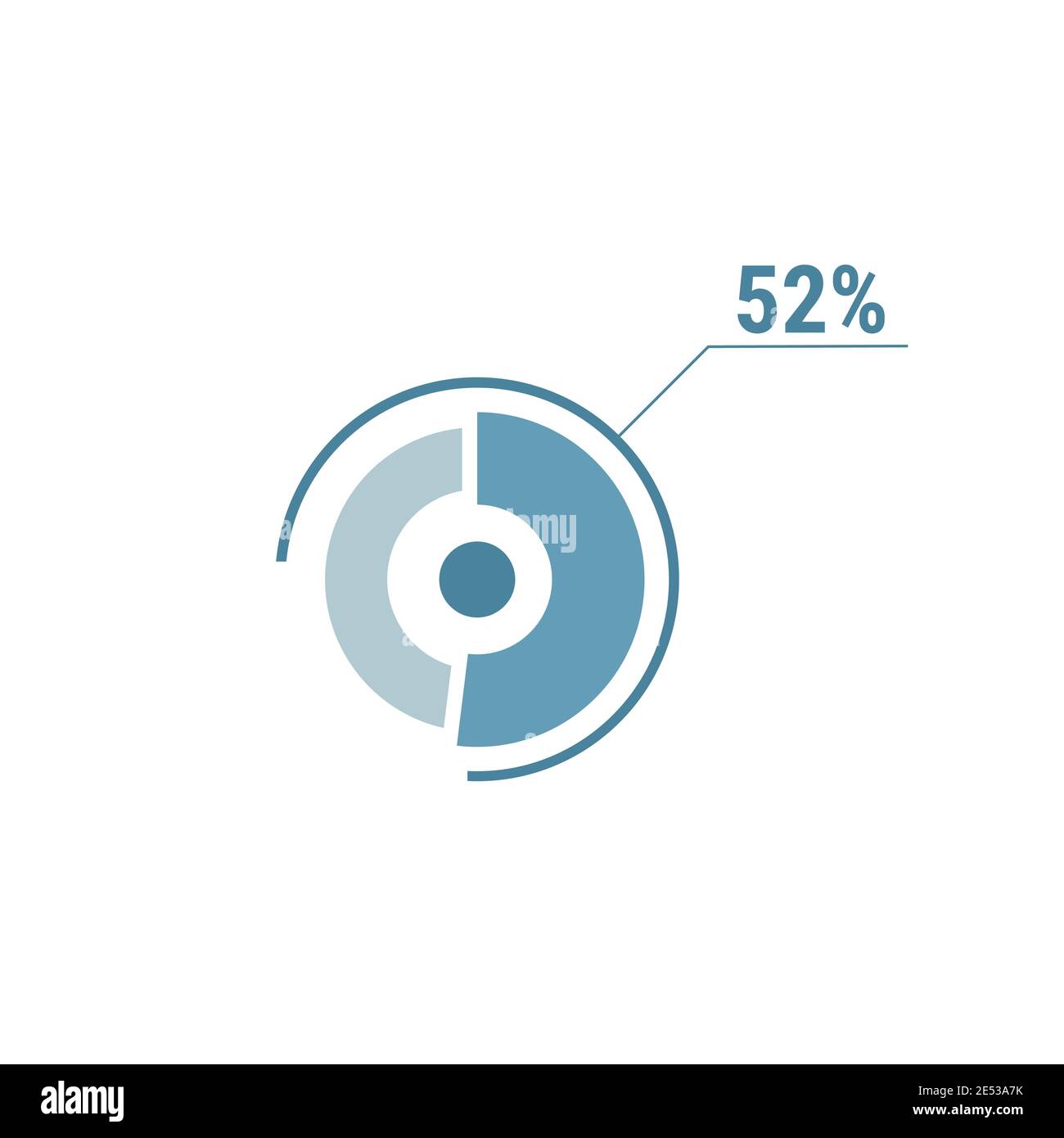 Circle diagram fifty two percent pie chart 52. Circle percentage vector ...