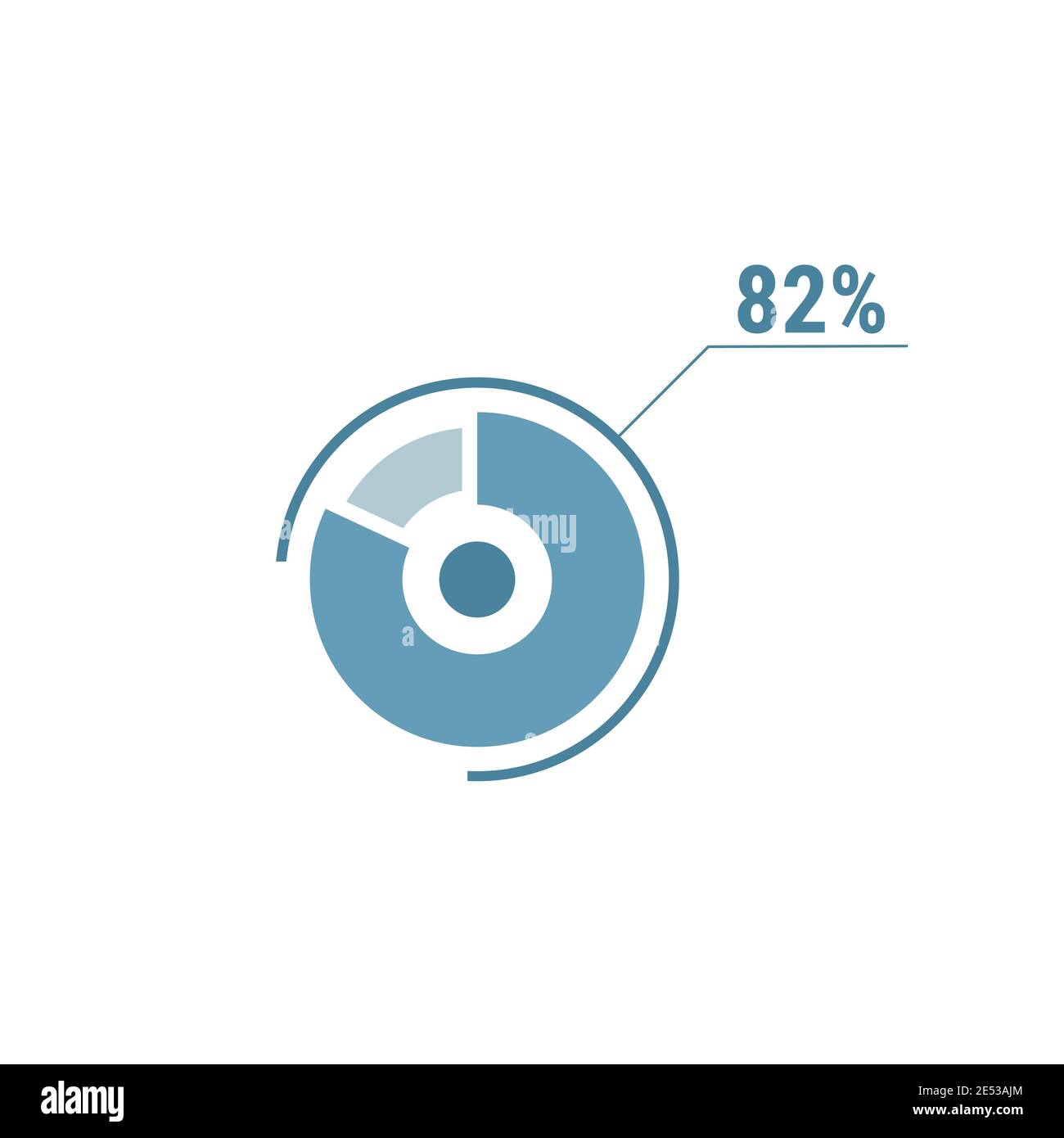 Eighty two percent chart pie, 18 percent circle diagram, vector design ...