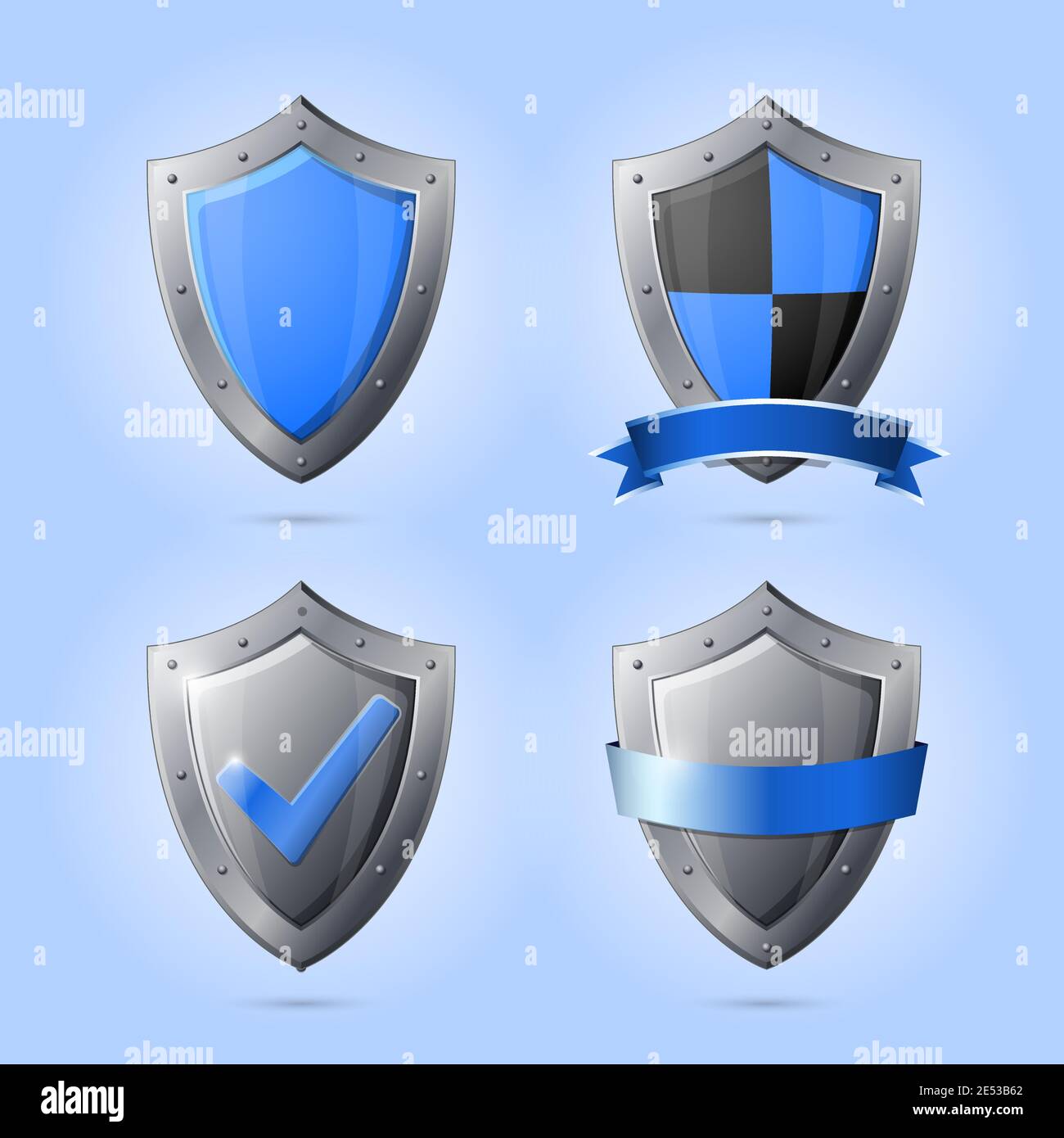 Collection of shield emblems for security protection or safety concepts ...