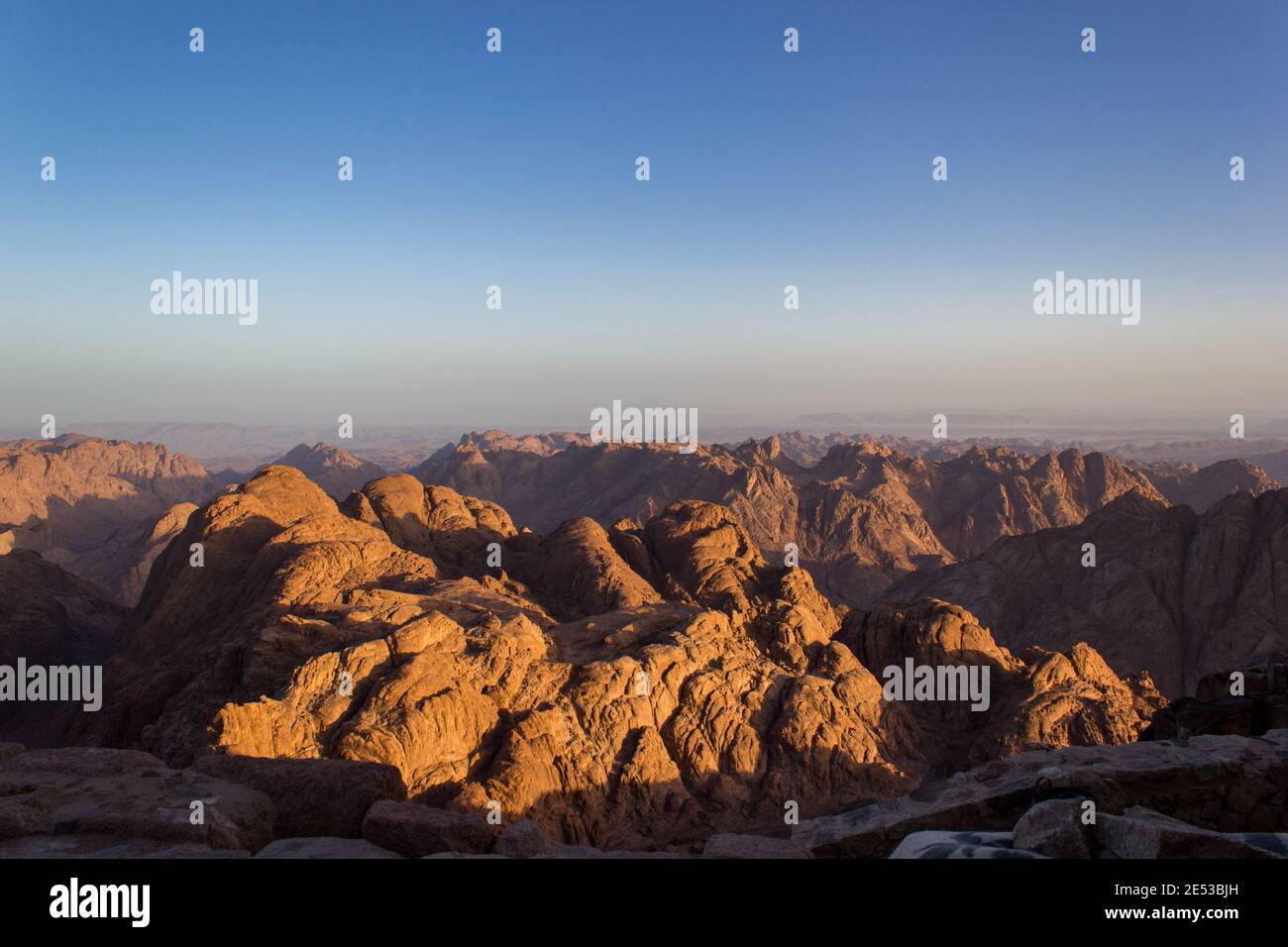Sunrise at mount sinai summit. Road on which pilgrims climb the ...
