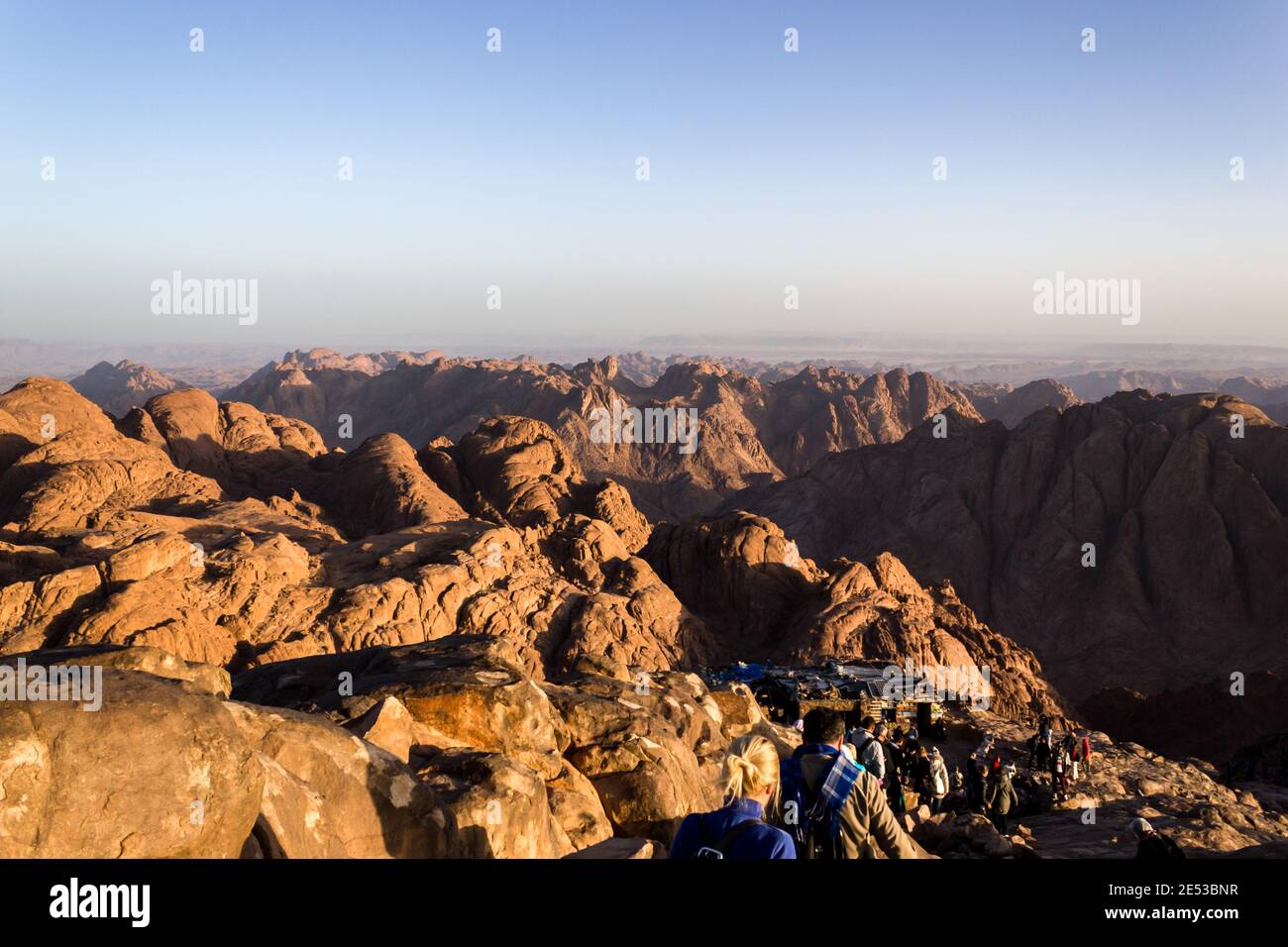 Sunrise at mount sinai summit. Road on which pilgrims climb the ...