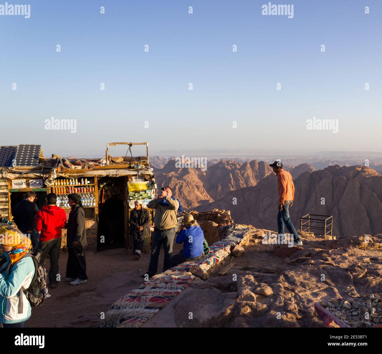 Sunrise at mount sinai summit. Road on which pilgrims climb the ...
