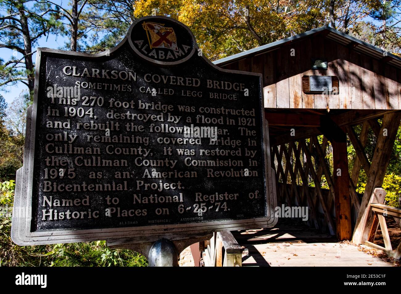 Bethel, Alabama/USA-Nov. 10, 2018: Historic marker for the Clarkson ...