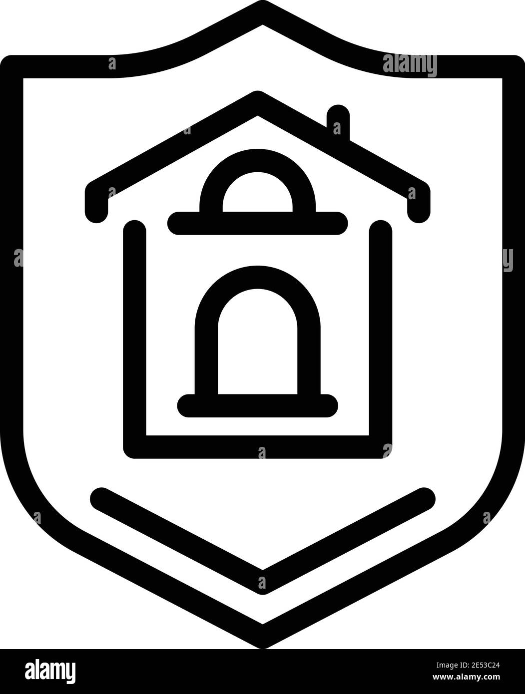 Shield house icon. Outline shield house vector icon for web design ...