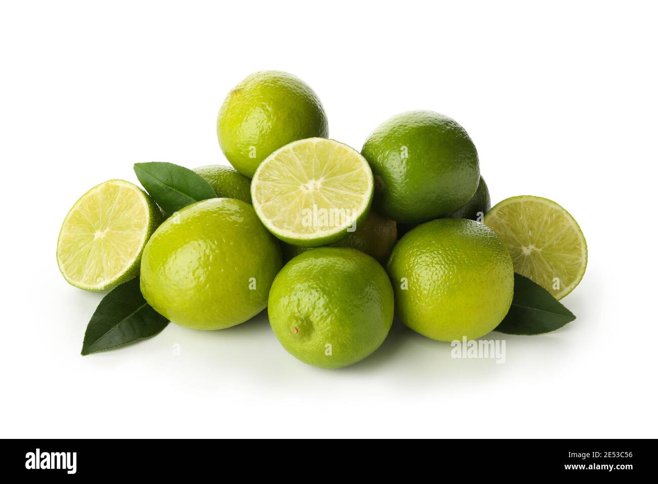 Heap of ripe lime isolated on white background Stock Photo - Alamy