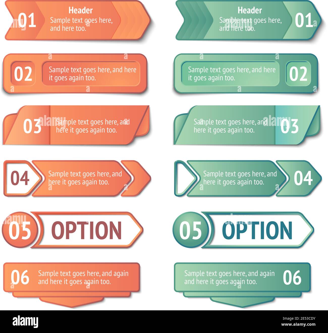 Infographics options and titles banners set vector illustration Stock ...