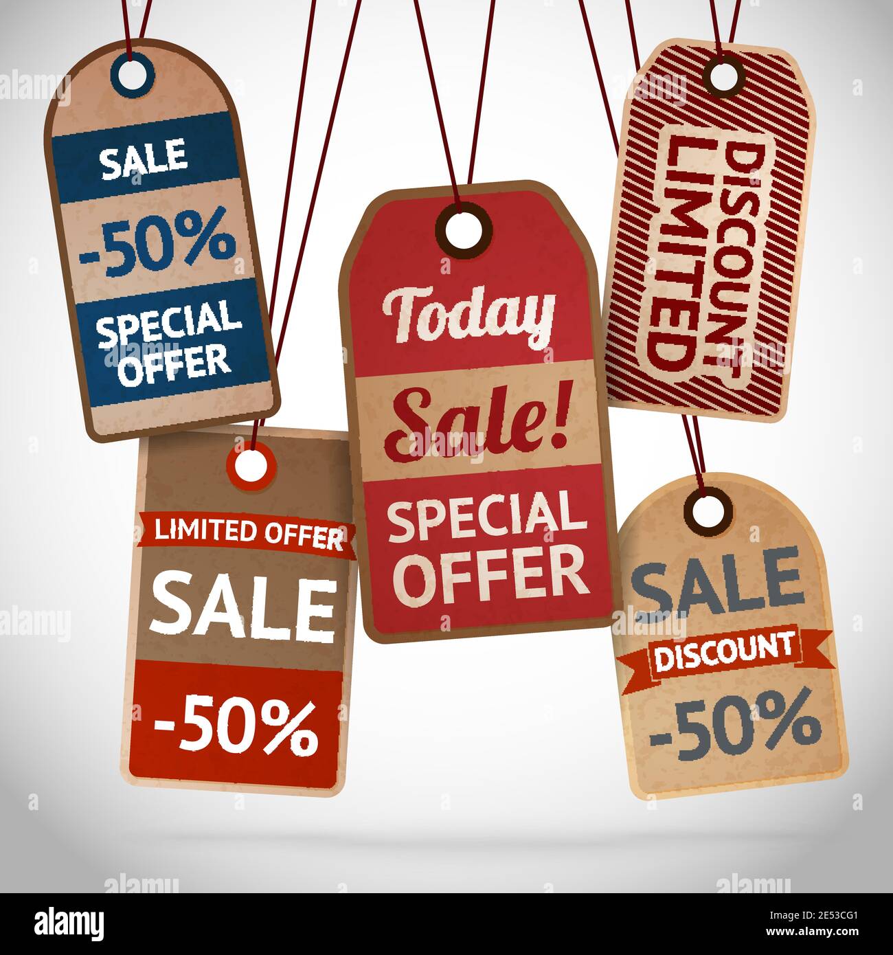 Collection of discount cardboard sale labels vector illustration Stock ...